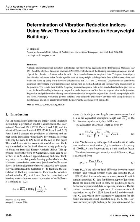 Pdf Determination Of Vibration Reduction Indices Using Wave Theory