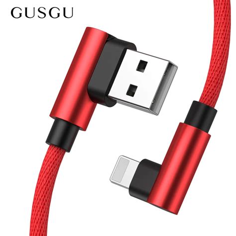 GUSGU Degree Elbow For Lightning Cable For Iphone XS MAX For Iphone Cable USB Charger Cable