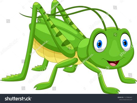 Cute Grasshopper Cartoon Isolated On White Stock Vector Royalty Free 1127886401 Shutterstock