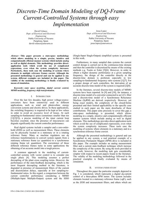 Pdf Discrete Time Domain Modeling Of Dq Frame Current Controlled Systems Through Easy