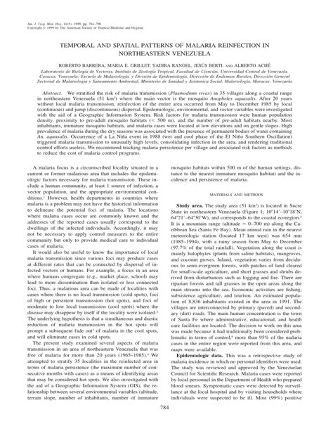 Pdf Temporal And Spatial Patterns Of Malaria Reinfection In Northeastern Venezuela
