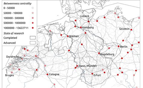 Betweenness Centrality Of Staple Markets In 1500 Calculated By
