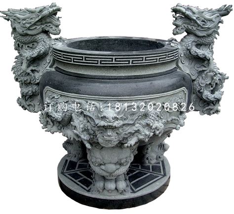 龙头香炉石雕青石寺庙石香炉