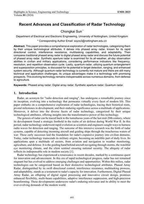 PDF Recent Advances And Classification Of Radar Technology