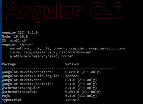 Angular8 Getting Error Instead Of Version For Angular While Using The