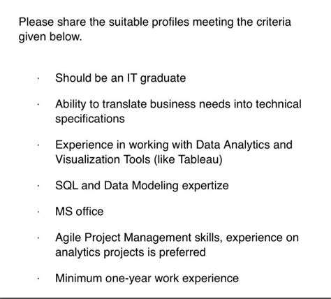 Santhosh Kumar On Linkedin Required Candidates With Minimum One Year Of Analytical Experience