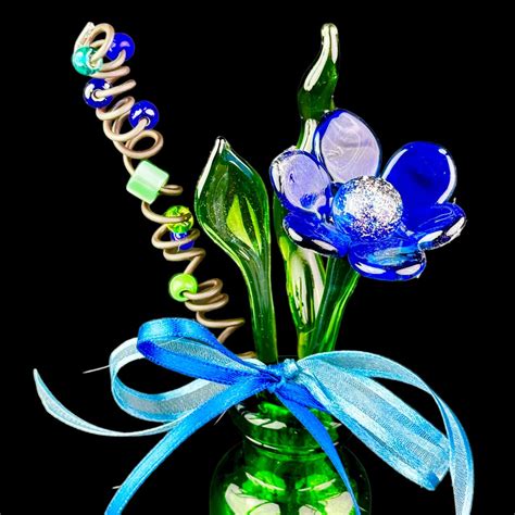 Blown Glass Flower Sculpture Mini Glass Flower Glass T Custom Flower Valentine T