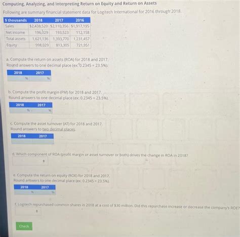 Solved Computing Analyzing And Interpreting Return On