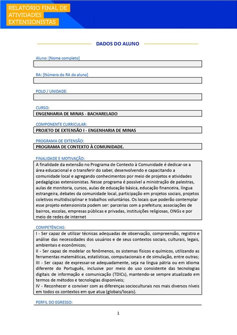 Portfólio Pronto Projeto De ExtensÃo I Engenharia De Minas