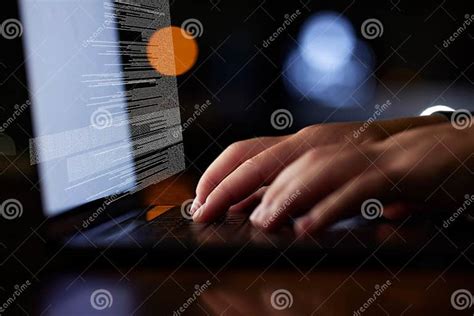 Laptop Coding And Hands Typing At Night With Information Technology