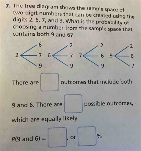 solved 7 the tree diagram shows the sample space of two digit numbers