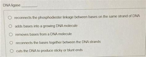 Solved Dna Ligasereconnects The Phosphodiester Linkage