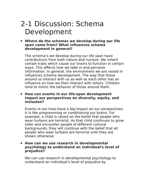 Schema Example Psychology