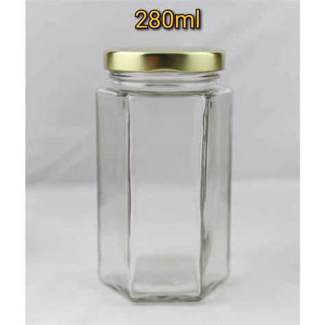 [40pcs] 280ml Hexagon Glass Jar Botol Sambal Food Jar Botol Kaca
