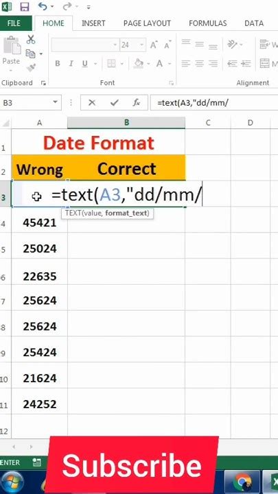 make correct wrong format date in excel shorts exceltricks youtube