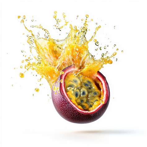 Exploding Real Passion Fruit Food Photography Explosion Premium Ai Generated Image