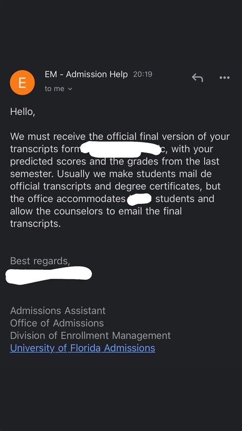 Uf Admissions Transcript Issue Rufl