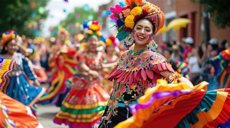 Premium Photo Vibrant Traditional Latin American Parade Dancers
