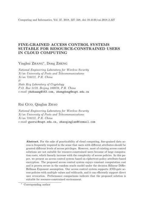 Pdf Fine Grained Access Control Systems Suitable For €¦ · In Cloud