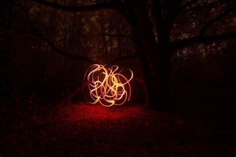 Premium Photo Illuminated Light Painting On Tree