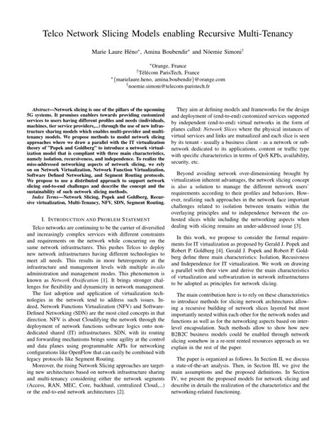 Pdf Telco Network Slicing Models Enabling Recursive Multi Tenancy