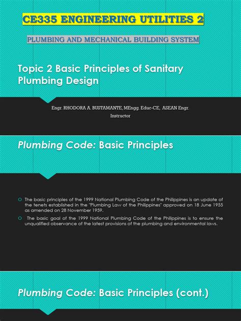 topic 2 basic principles of sanitary plumbing design pdf plumbing