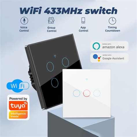 Tuya WiFi Touch Smart Switch Light WiFi Smart Wall Switch Wire Glass Wall 110V 220V On Off 1 2 3