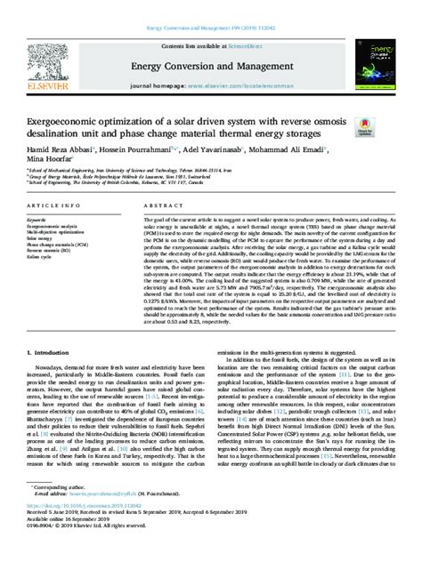 Pdf Exergoeconomic Optimization Of A Solar Driven System With Reverse