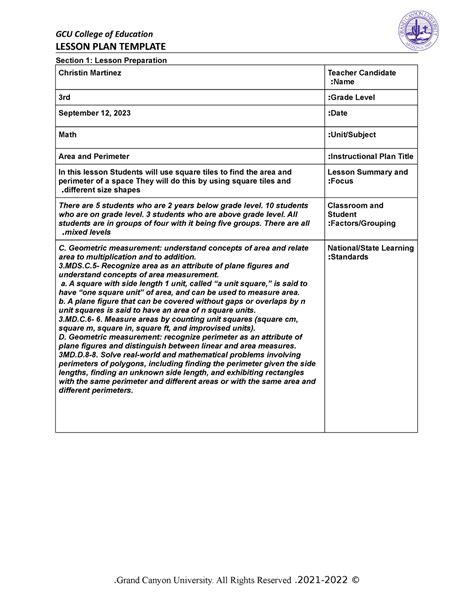 Problem Solving Lesson Plan Chrisitn Martinez Lesson Plan Template Section 1 Lesson