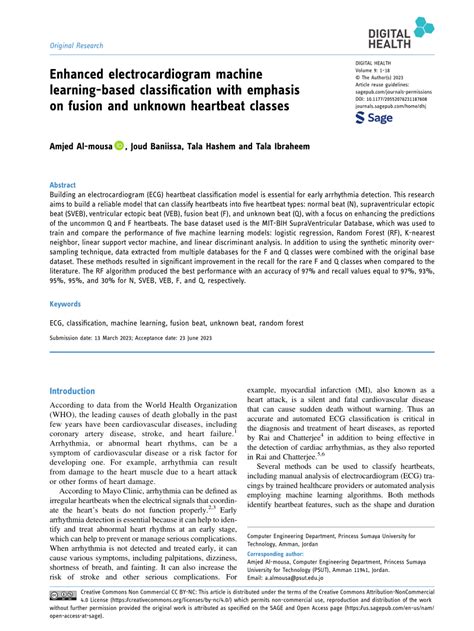 Pdf Enhanced Electrocardiogram Machine Learning Based Classification