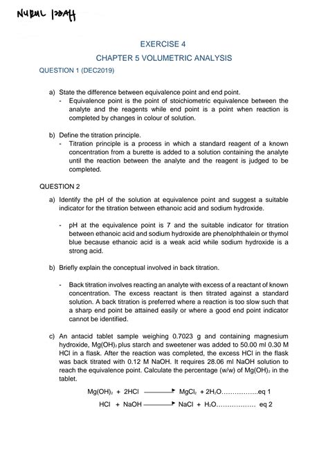 solution basic analytical chemistry chm256 volumetric analysis