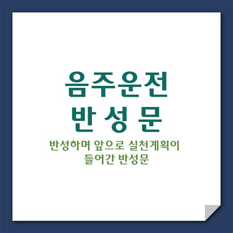 앞으로의 계획이 들어간 음주운전 반성문 예시 양식