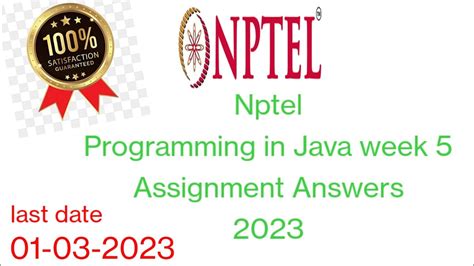 Nptel Programming In Java Week 5 Assignment Answers Nptel2022 Nptel Javaprogramming Java