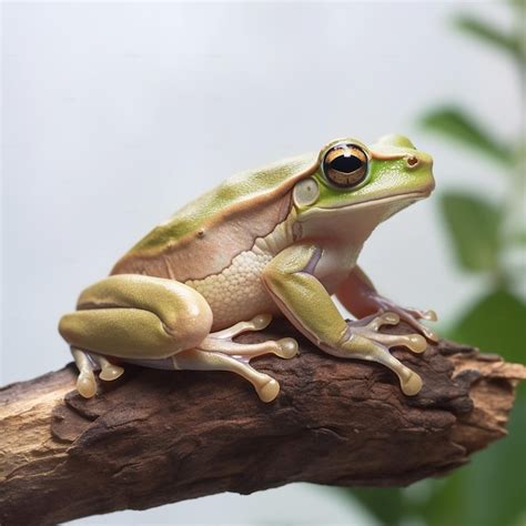 Premium Ai Image Dumpy Frog Litoria Caerulea On Branch Dumpy Frog