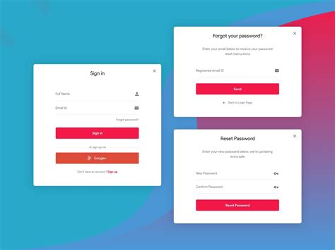 Sign In Forgot Password Reset Password By Rakesh Patel On Dribbble