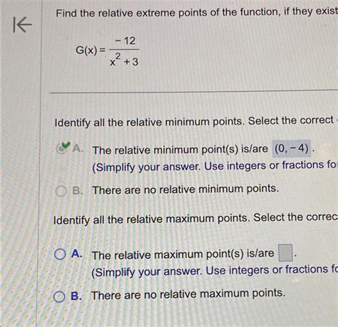solved find the relative extreme points of the function if