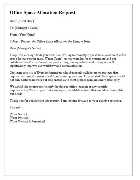 Letter Template For Request Office Space Allocation Free Samples In Pdf Letterin