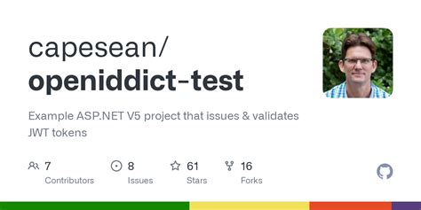 Github Capeseanopeniddict Test Example Aspnet V5 Project That Issues And Validates Jwt Tokens
