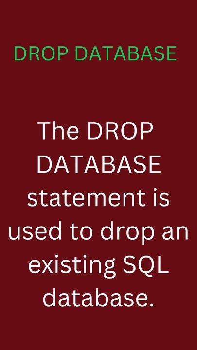 dropdatabase dotnet sql shorts youtubeshorts databasemanagement sqlcommands databasequery