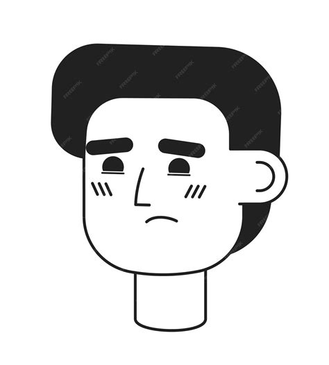 불행한 백인 젊은이 단색 평면 선형 문자 머리 편집 가능한 개요 손으로 그린 인간의 얼굴 아이콘 애니메이션에 대한 실패한 기업가