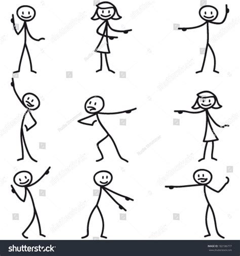 Set Vector Stick Figures Stick Man Stock Vector 182186777 Shutterstock