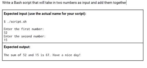 Write A Bash Script That Will Take In Two Numbers As Chegg