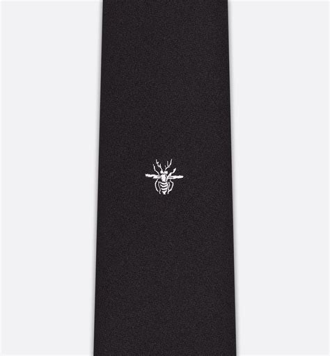 Tie With Bee Motif Black Silk Dior