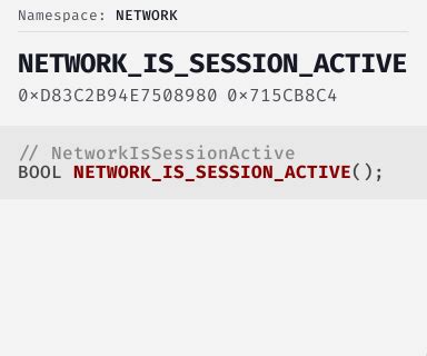NetworkIsSessionActive FiveM Natives Cfx Re Docs
