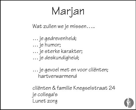 Marjan Verwimp Van Leeuwen 18 03 2010 Overlijdensbericht En Condoleances Mensenlinq Nl