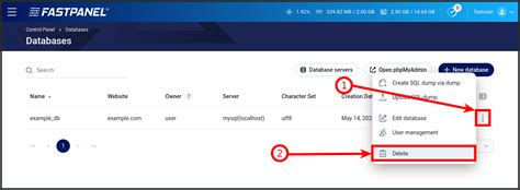 Delete A Database FASTPANEL Knowledge Base