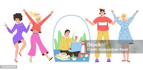 사회의 비사회적 내향적 인 남자 평평한 벡터 일러스트 고립 감정에 대한 스톡 벡터 아트 및 기타 이미지 감정 개념 거리가 먼 Istock