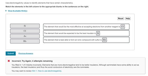 Solved Use Electronegativity Values To Identify Elements