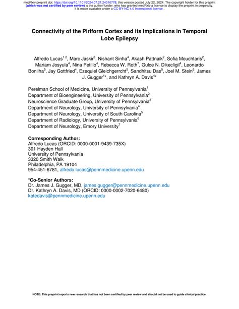 Pdf Connectivity Of The Piriform Cortex And Its Implications In