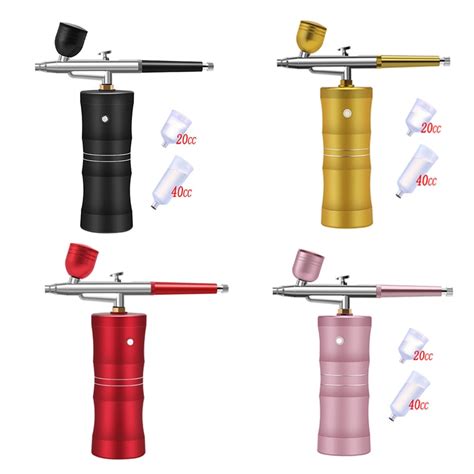 미니 에어 컴프레서 키트 에어 브러시 페인트 스프레이 건 네일 아트 문신 공예 케이크 나노 안개 미스트 분무기 03mm Aliexpress